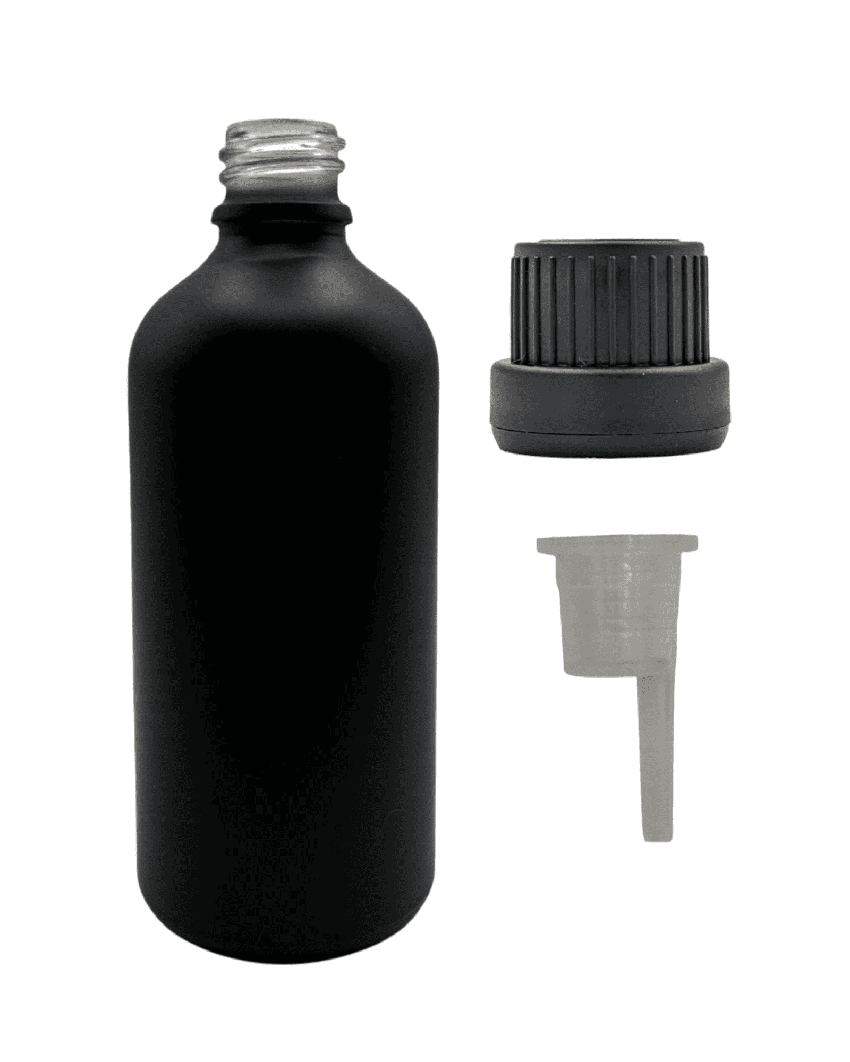 100ml Matte Black Glass Dropper Bottle with 1.5mm Dripper Insert and T ...