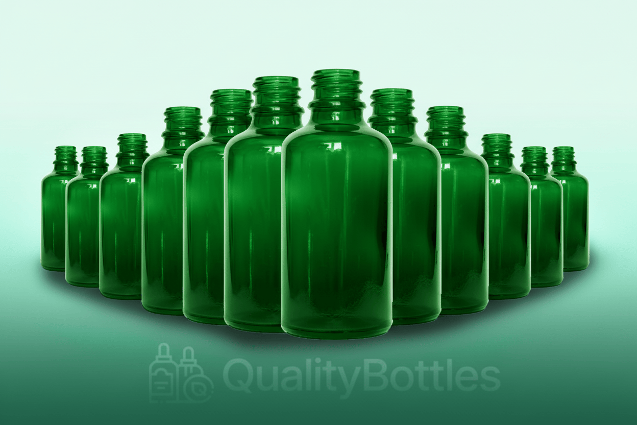 30ml Green Glass Dropper Bottle with 30ml White TE BEP - Pack of 12 ...