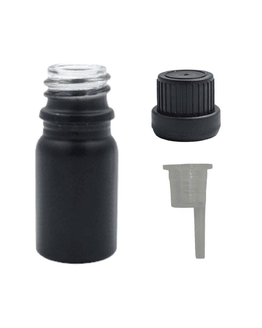 5ml Matte Black Glass Dropper Bottle with 1.0mm Dripper Insert and Tam ...